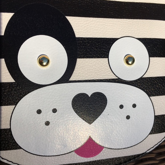 Betsey Johnson | Bags | Goofy Striped Dog Face Coin Purse Wristlet ...